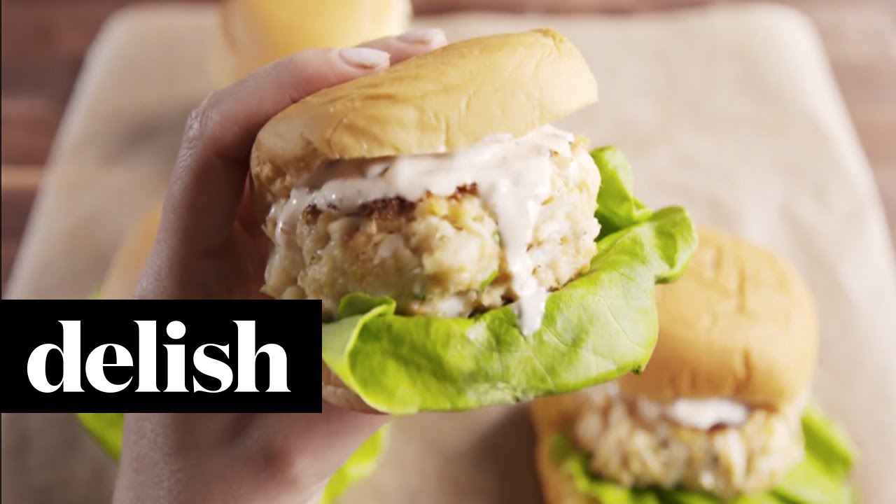 How To Make Crab Cake Burgers | Delish - YouTube