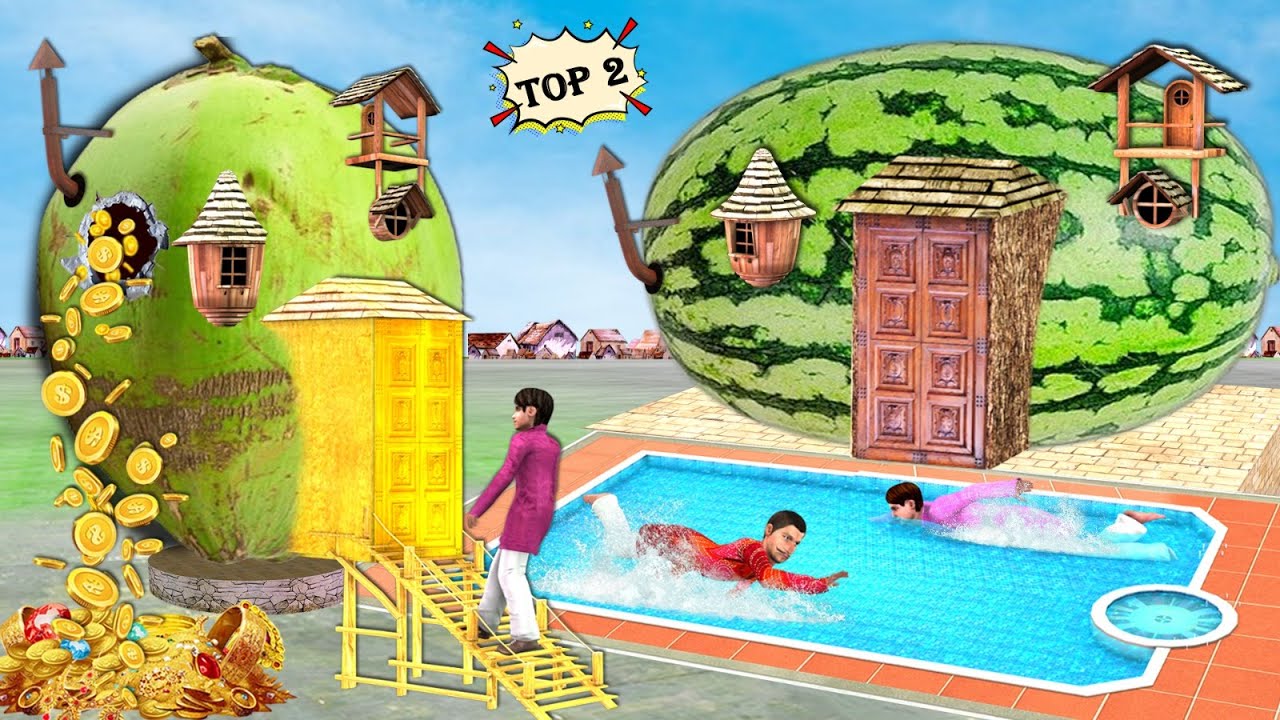Giant Coconut House Golden Door Watermelon House Swimming Pool Hindi ...
