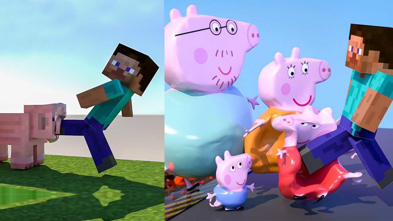 Peppa Pig and Steve from Minecraft got Smashed over and over + Jelly ...