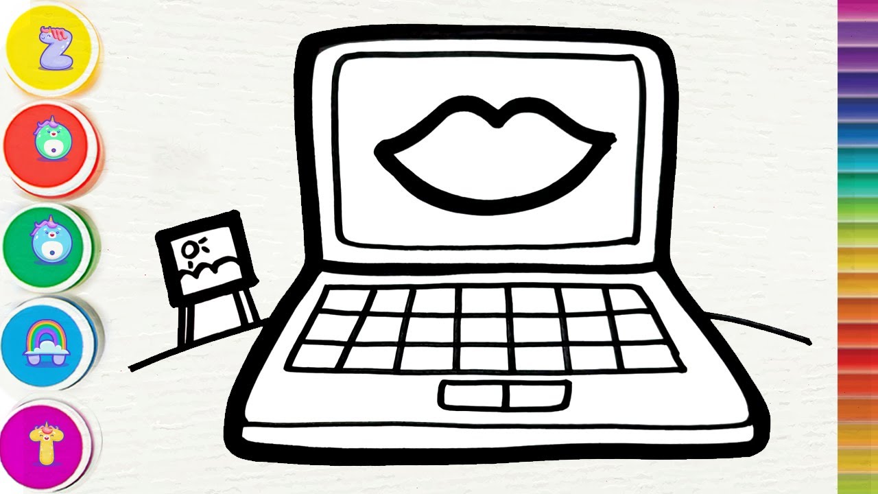 👄Draw and color a Laptop with a Lip | Step by step | Easy drawing for ...