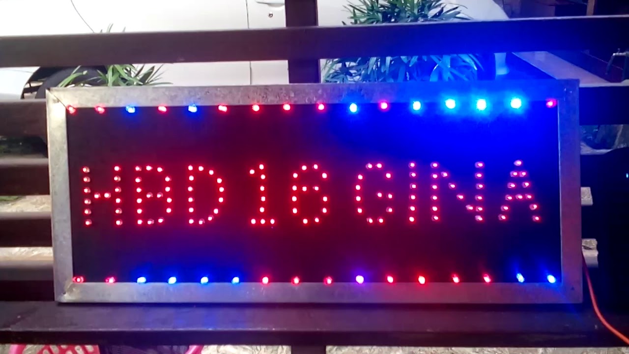 Tulisan Lampu Led Sign display HBD 16 GINA - LIKE RUNNING TEXT - YouTube