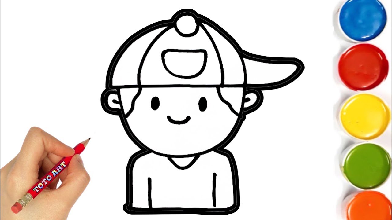 How to draw Cool Boy -Colouring for Kids & Toddlers |Draw, Paint and ...