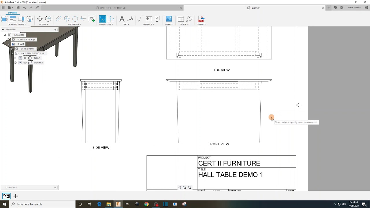 Hall table demo drawing part 1 of 2 - YouTube