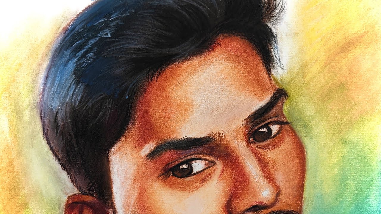 How To Draw a Portrait For Beginners||Dry Pastel Colour Painting ...