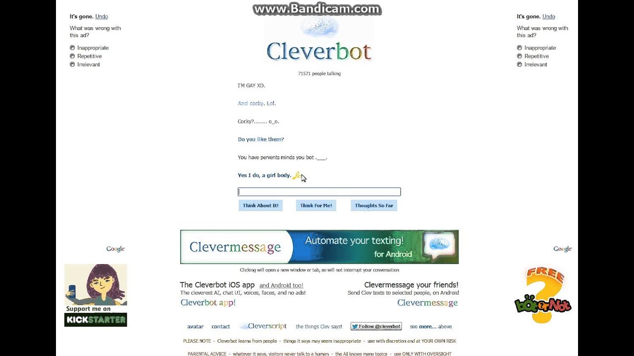 Cleverbot! - No you don't rape my girlfriend! #1 - YouTube
