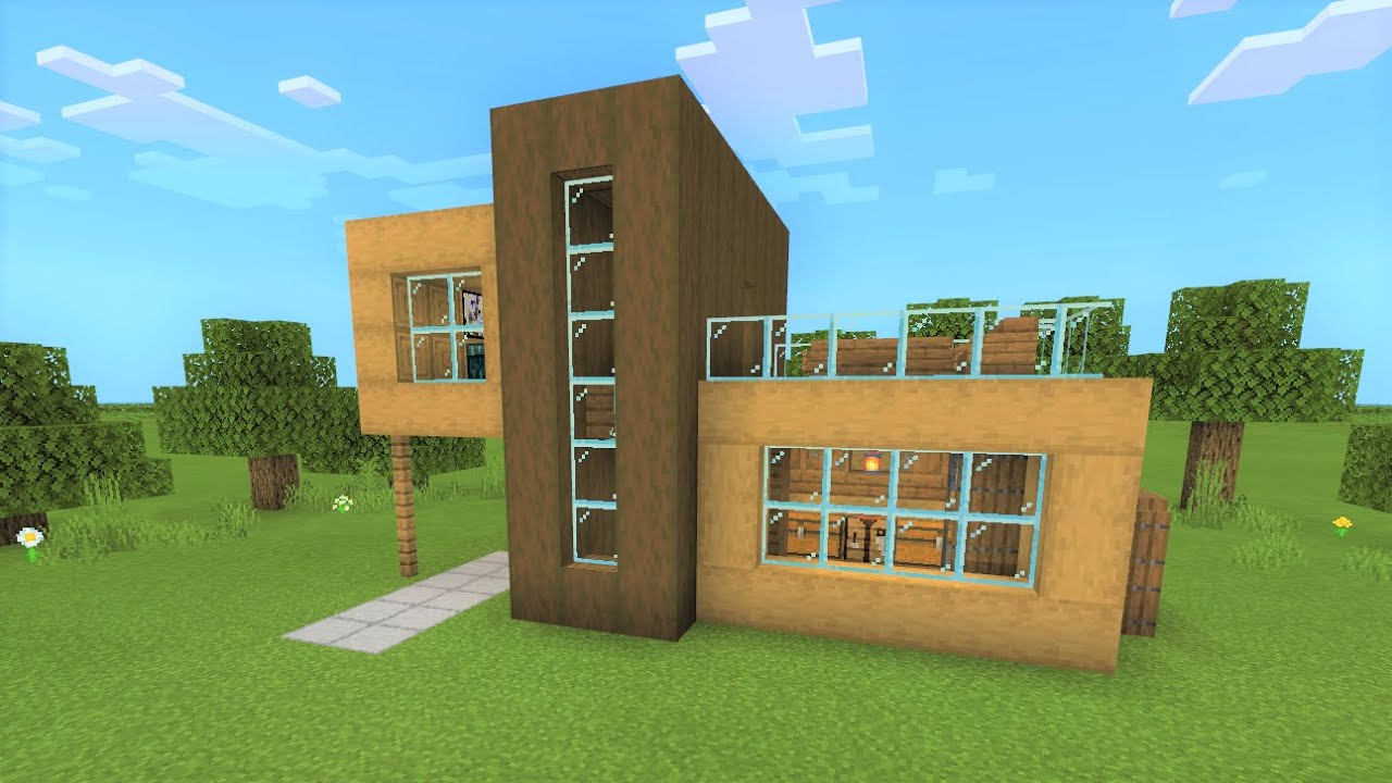 Minecraft Wooden Modern House Tutorial - Easy and Simple - YouTube