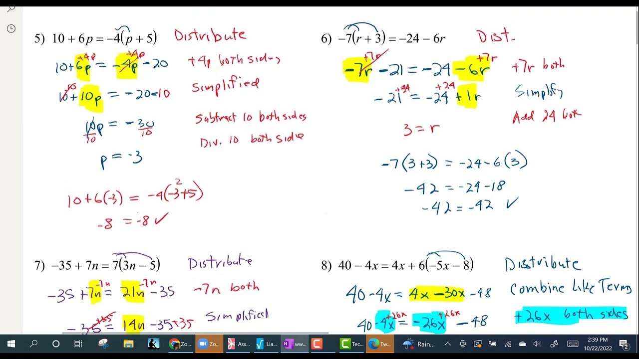 Multi-Step Equations with Distributing (Special Case) - YouTube