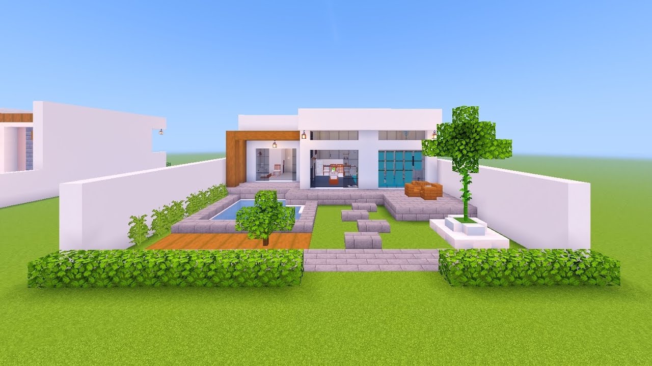 MINECRAFT 🏠 TUTORIAL MUDAH MEMBUAT RUMAH MINIMALIS SIMPEL YANG CANTIK ...