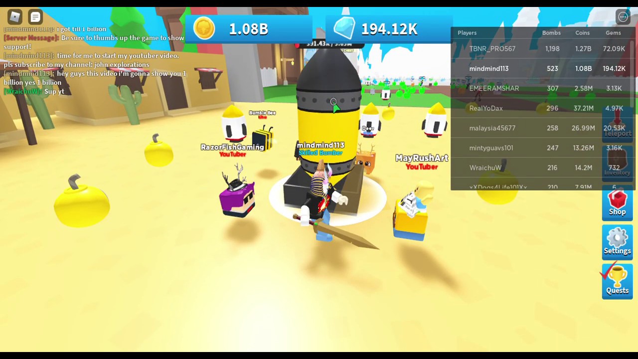 unlocking 1 Billion in bomb simulator(roblox) - YouTube