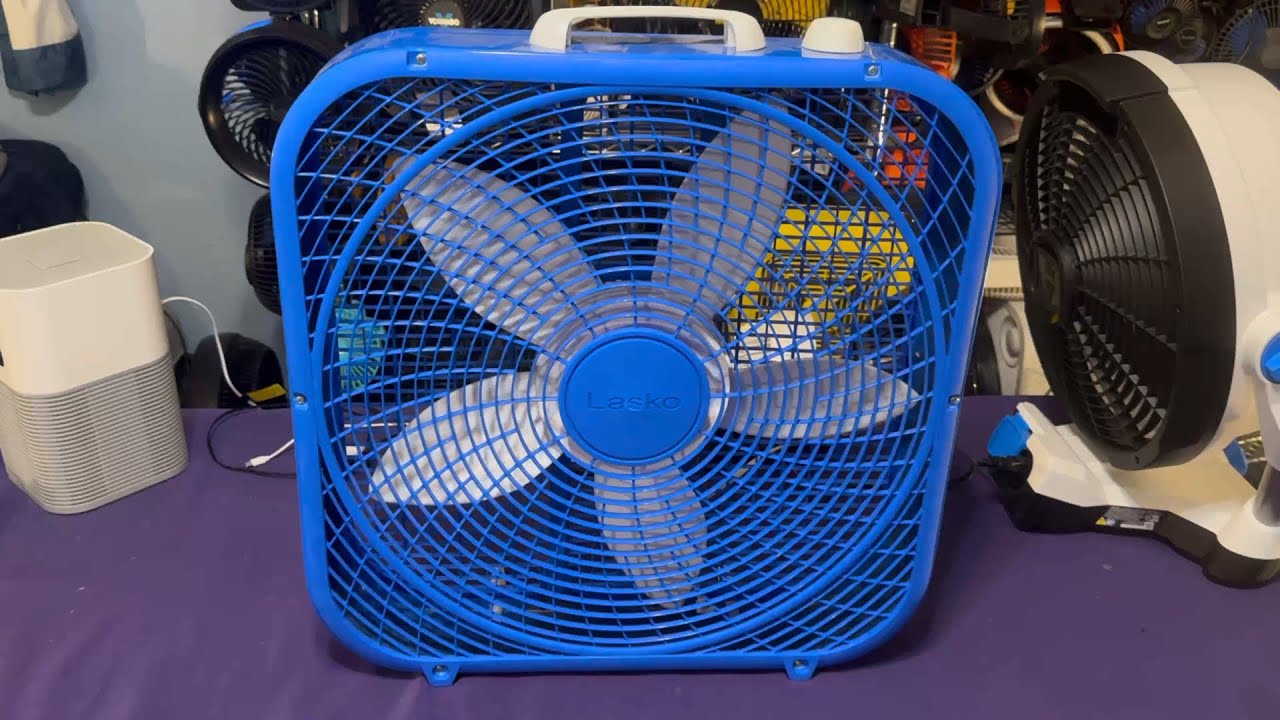 Lasko cool colors royal blue box fan - YouTube