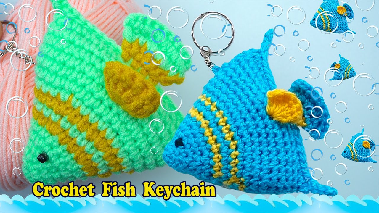 crochet fish keychain pattern - how to crochet for beginners - YouTube