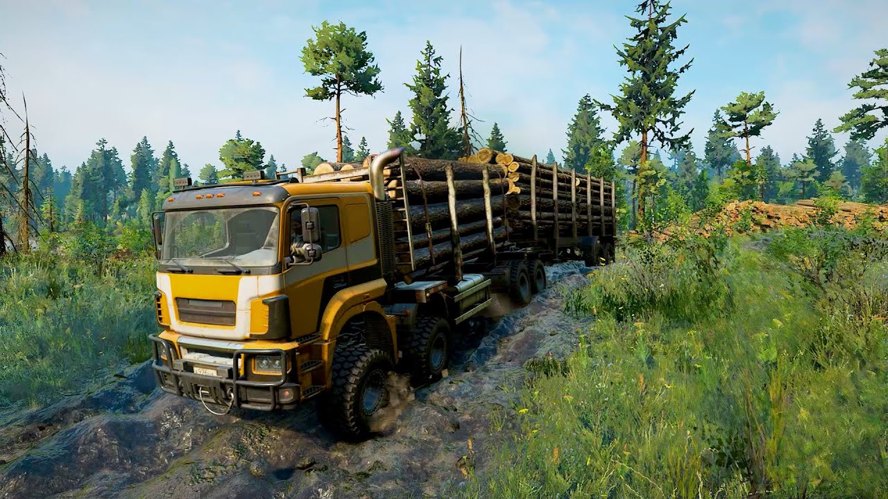 Azov Atom | Transporting a short logs | Snowrunner - YouTube