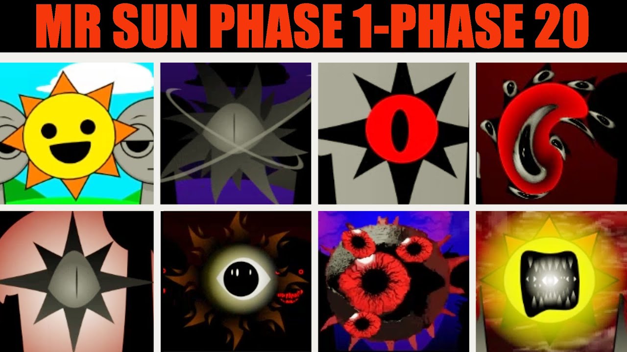 Incredibox Sprunki but all MR SUN phase 1 vs phase 2 vs phase 3 vs ...