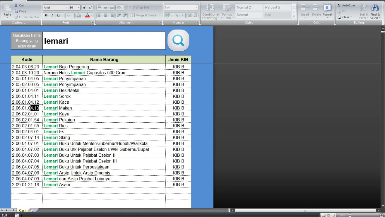 Aplikasi Kode Barang Milik Daerah (Aset BMD) Format Excel - YouTube