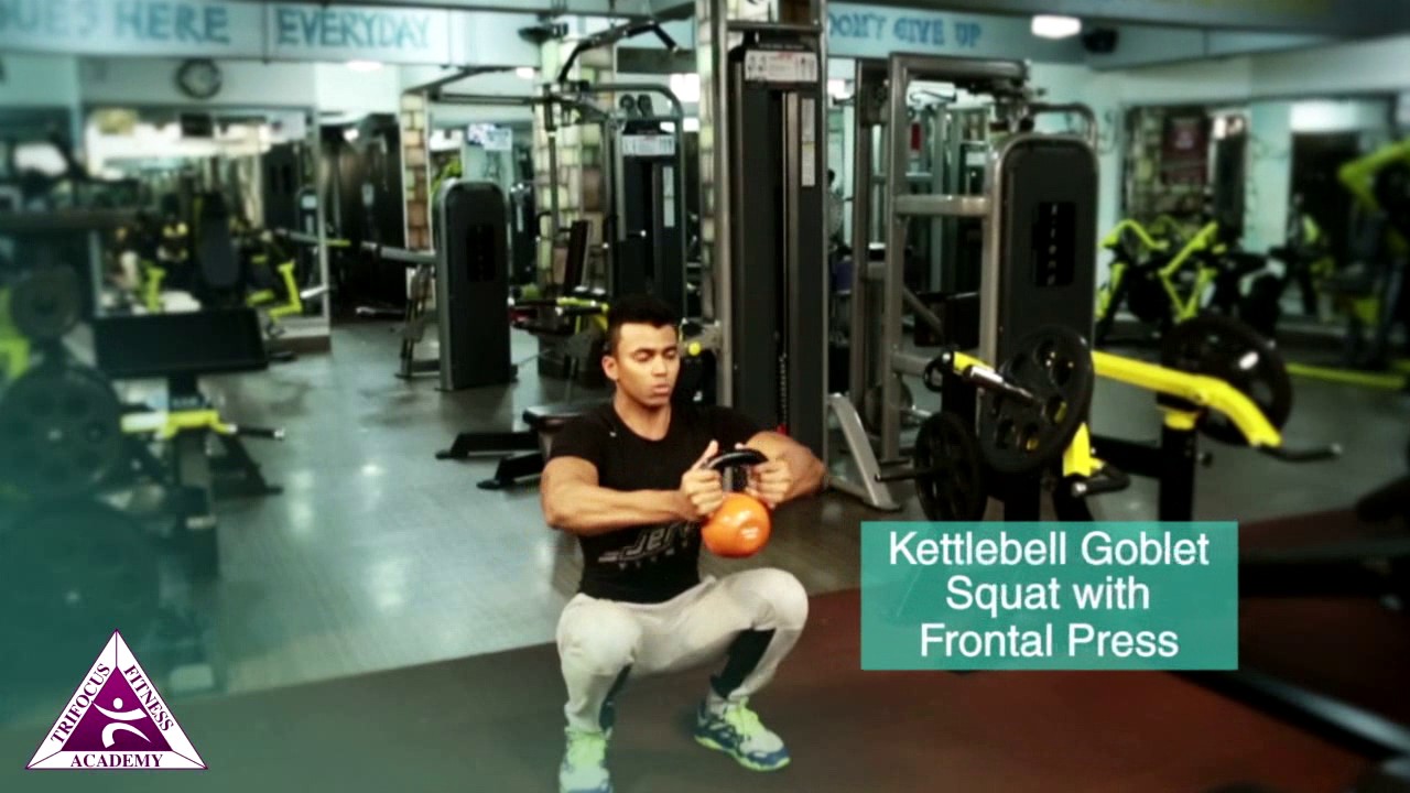 Kettlebell Goblet Squat with Front Press - YouTube