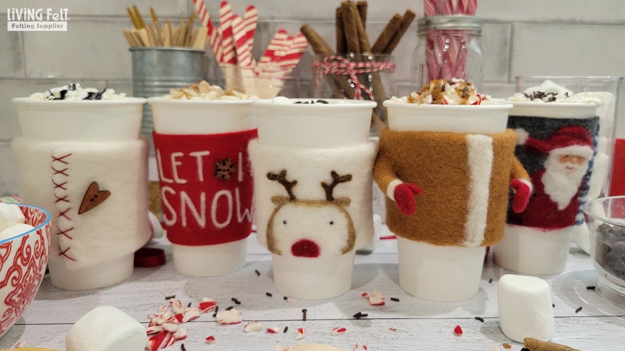 How to Needle Felt Holiday Cup Cozies - Free Felting Tutorial # ...