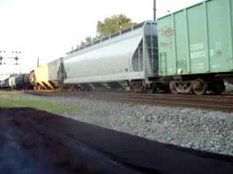 2 train meet! CSX 9001 SB freight and NB NS intermodal, B&O 2-bay cement hopper!!!!!!!! - YouTube