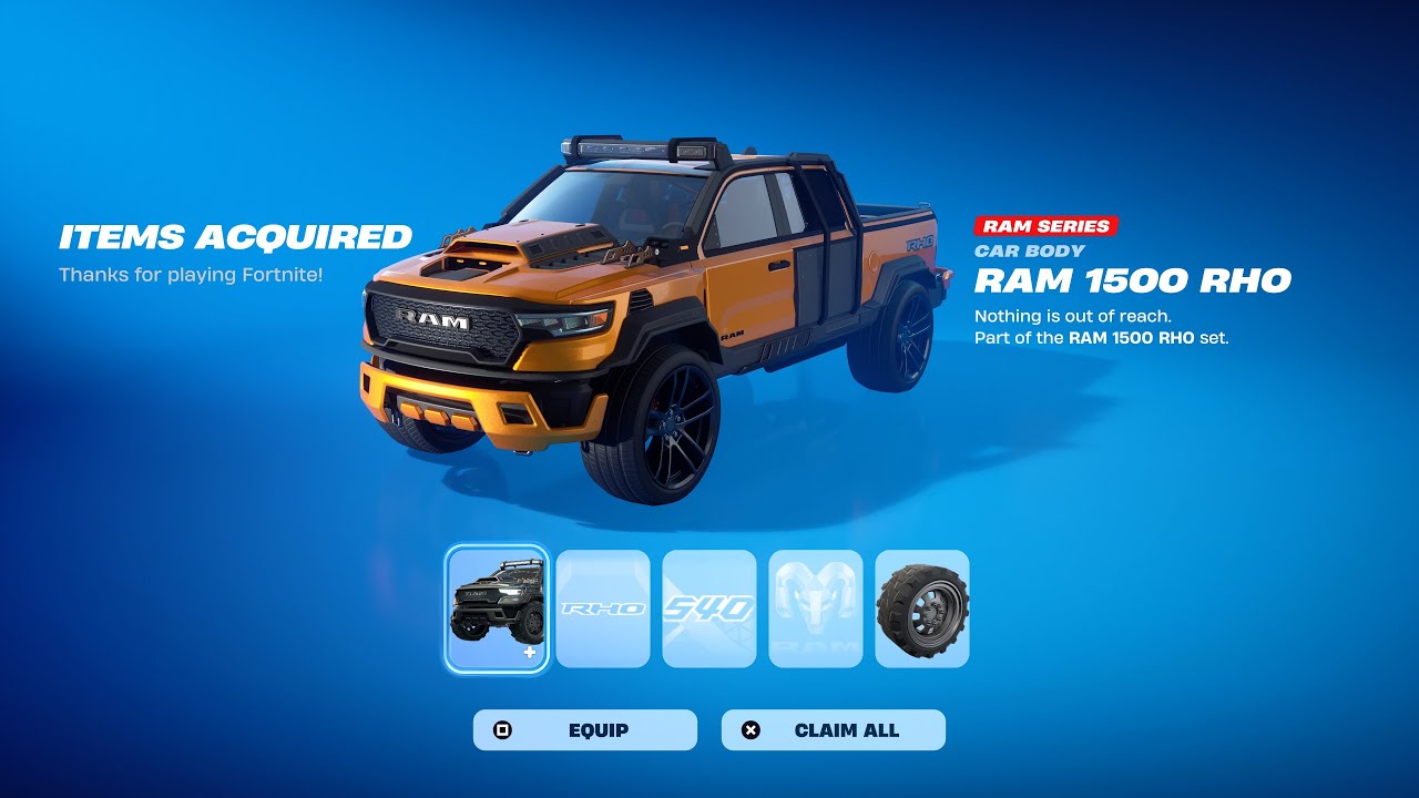 How To Get Ram 1500 RHO Car Body For FREE! (Fortnite Rocket League ...