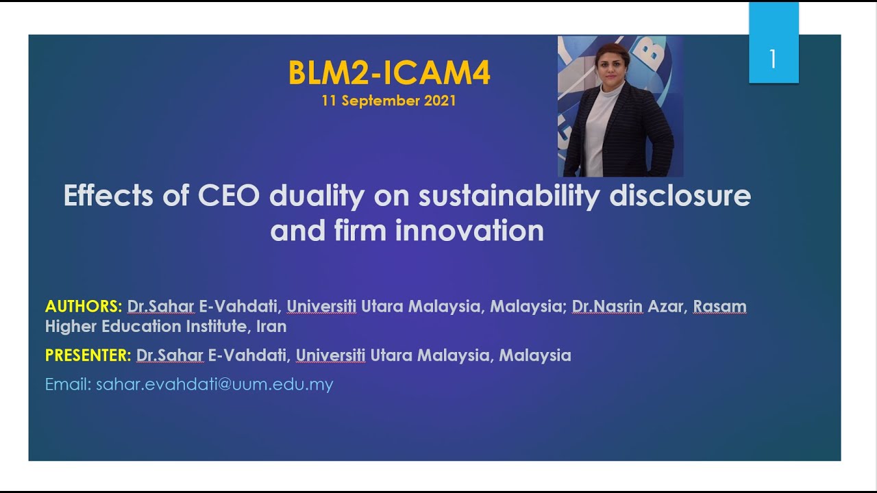EFFECTS OF CEO DUALITY ON SUSTAINABILITY DISCLOSURE AND FIRM INNOVATION ...