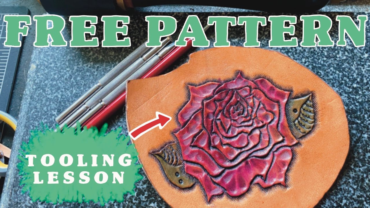 Leather Tooling: tattoo style rose FREE PATTERN! - YouTube