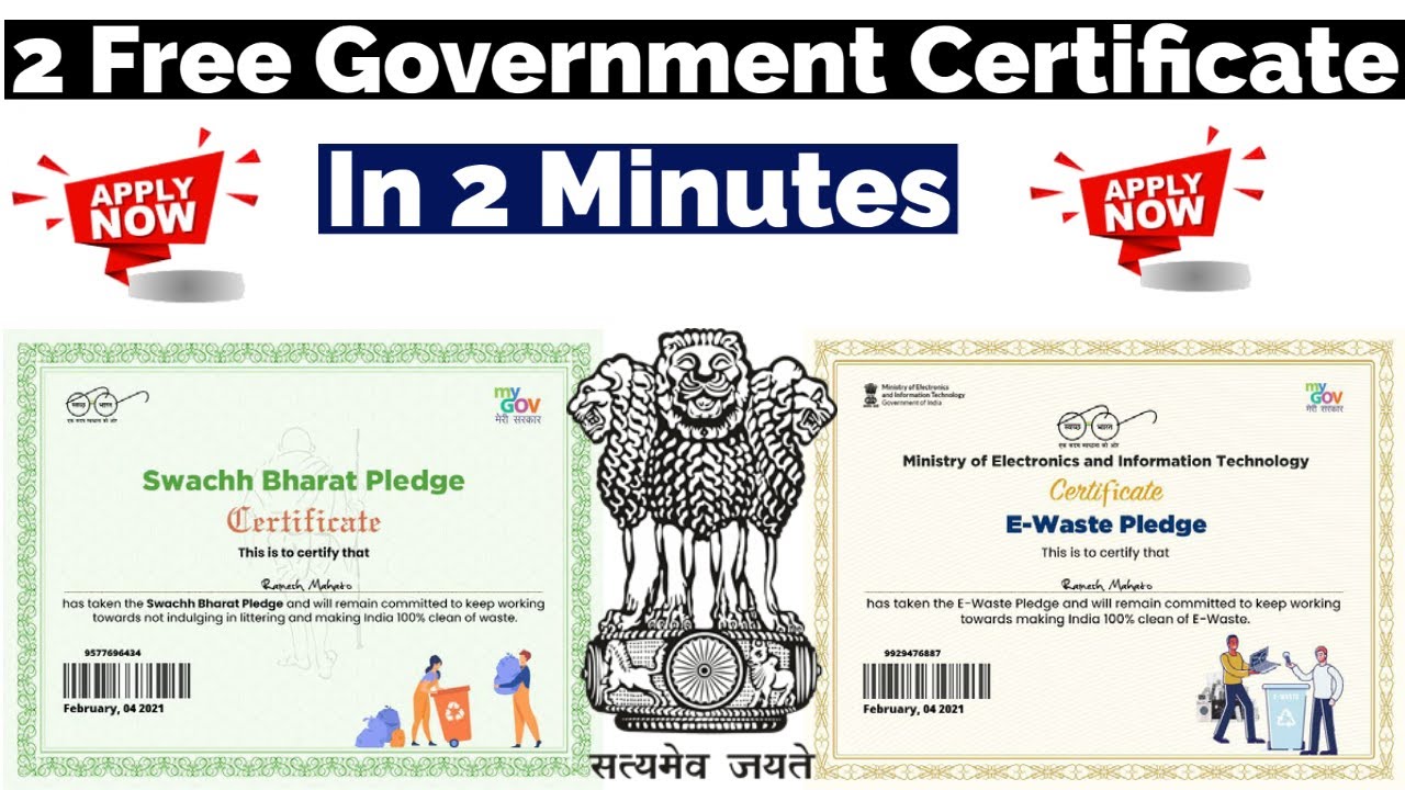 2 Free Government Certificate in 2 Minutes | Free Certificate ...