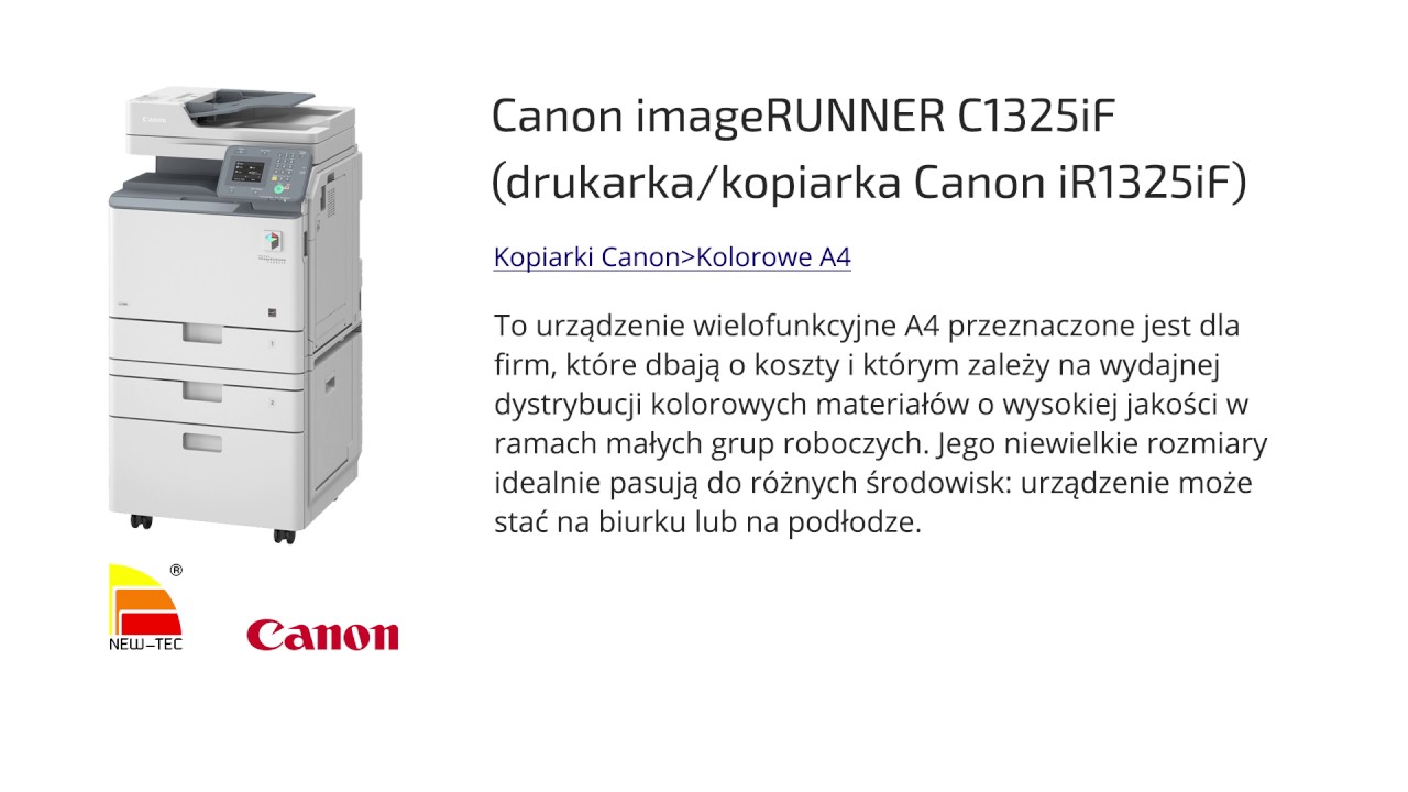 Canon imageRUNNER C1325iF (drukarka/kopiarka Canon iRC1325iF) - YouTube