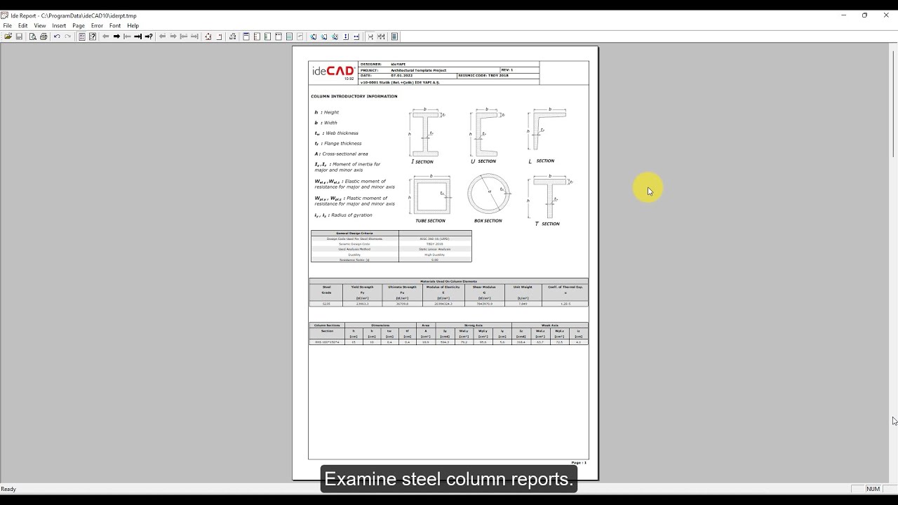 ideCAD Structural | Steel Design Reports | BIM for Structural ...