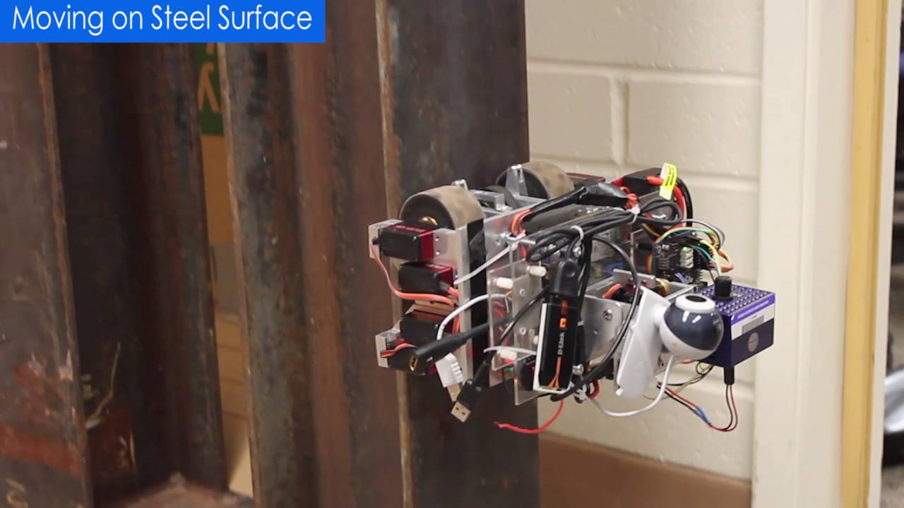 Climbing robot for steel bridge and structure inspection - YouTube
