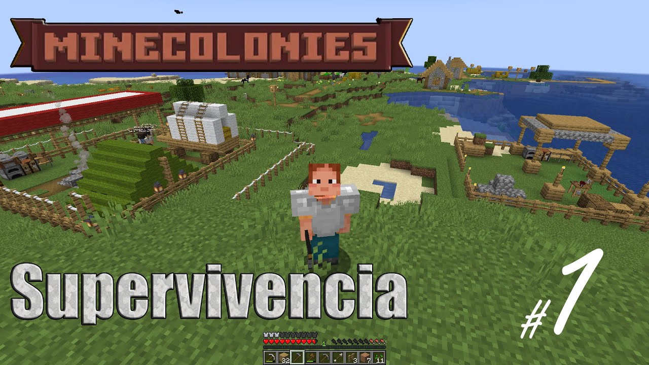 MINECRAFT con el mod MINECOLONIES ayuntamiento cabaña del constructor ...