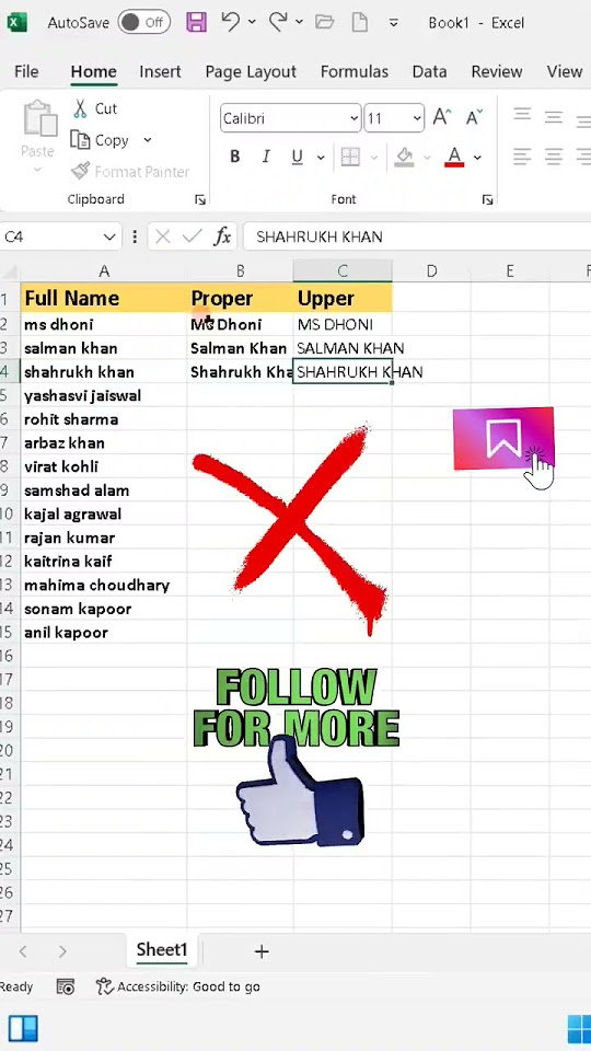 how to convert lower to uppercase alphabate in excel | arrange alphabate in proper excel sheet ...
