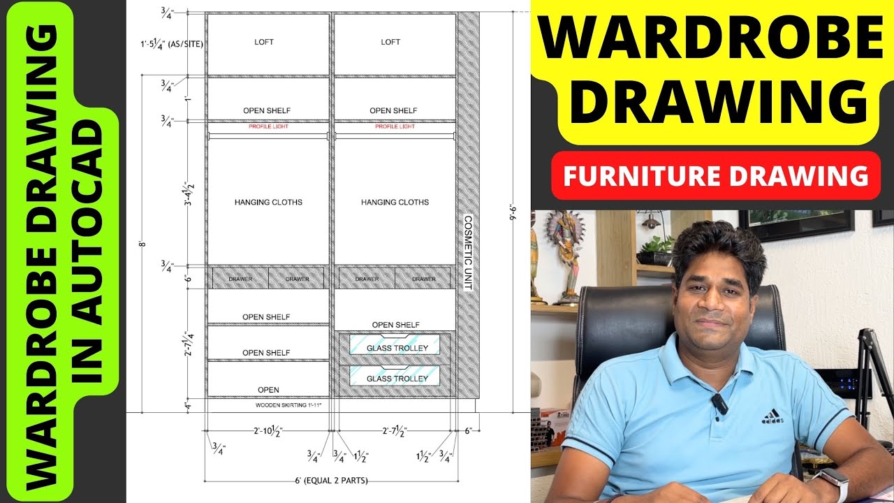 Wardrobe Drawing In AUTOCAD | HINDI | Designing of Wardrobe in AutoCAD ...