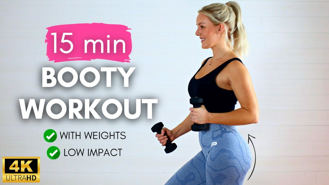 15 MIN GLUTE WORKOUT | Booty Workout At Home With Weights | Grow Your Booty - YouTube