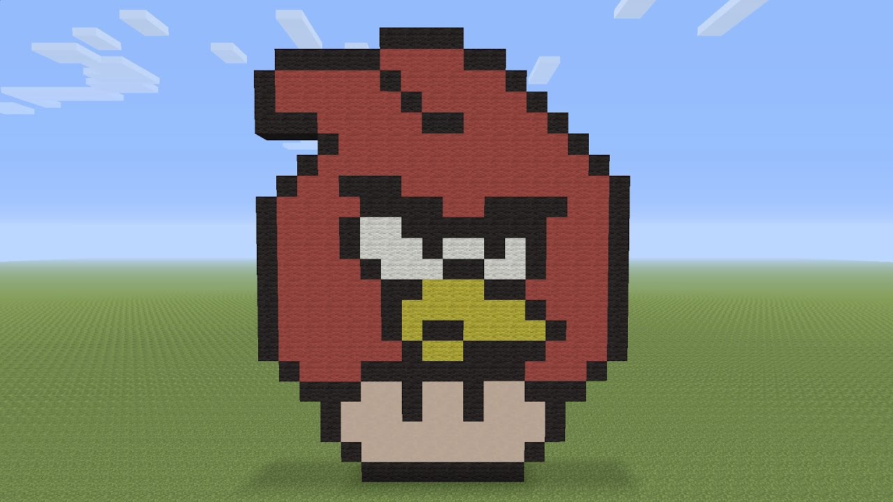 Minecraft Pixel Art - Red From Angry Birds Mushroom - YouTube