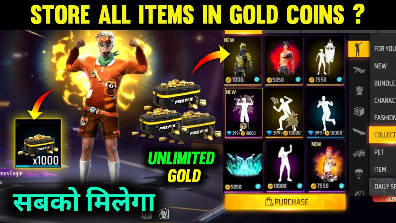 Exchange New Items in Gold🔥 | Free Fire New Event | Store items in Gold ...