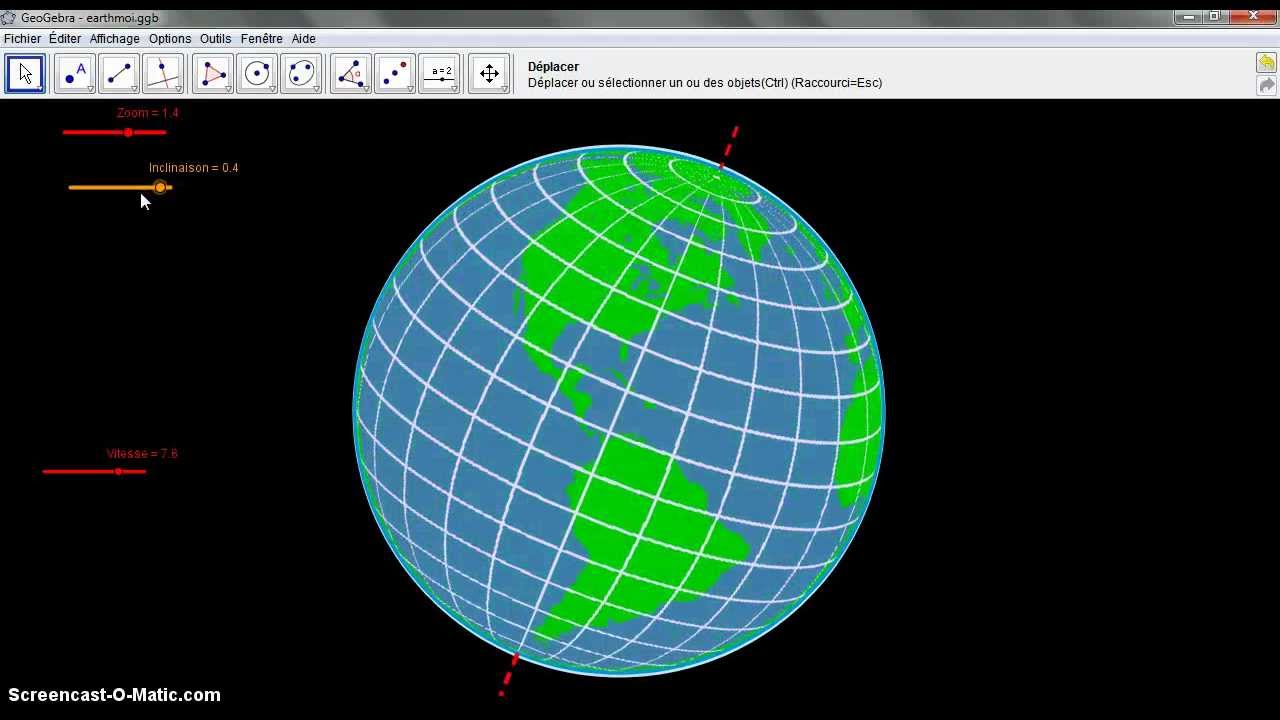 Earth in rotation with GeoGebra - YouTube