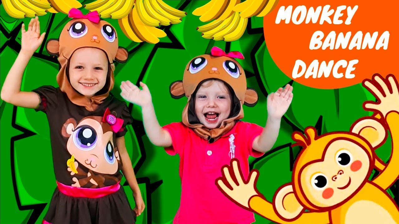 Monkey Banana Dance + More Rhyme. Baby Monkey Animals. Dance Along ...