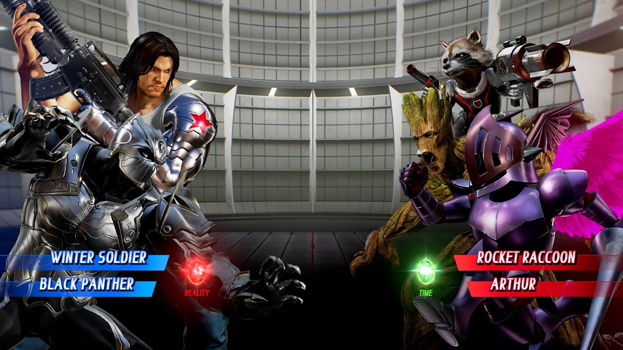 Winter Soldier & Panther vs Rocket Raccoon & Arthur - Marvel vs Capcom ...