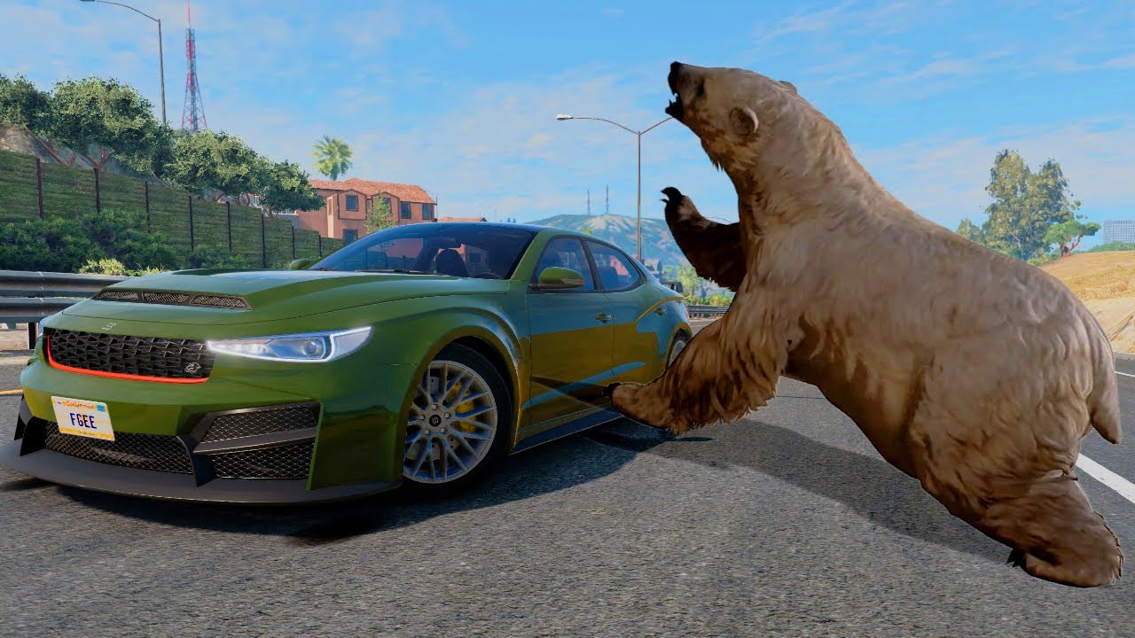 Car crashes | Escaping animals 10 | BeamNG Drive - YouTube