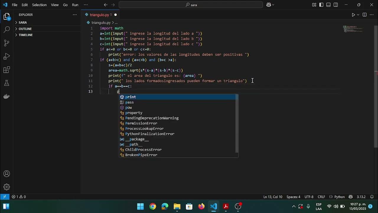 funcion en python, Clasificación, área y Validación de Triángulos - YouTube