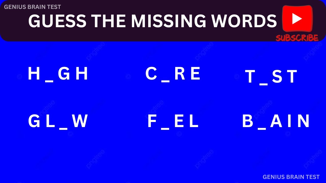 GUESS THE MISSING LETTERS. TEST YOUR KNOWLEDGE. - YouTube