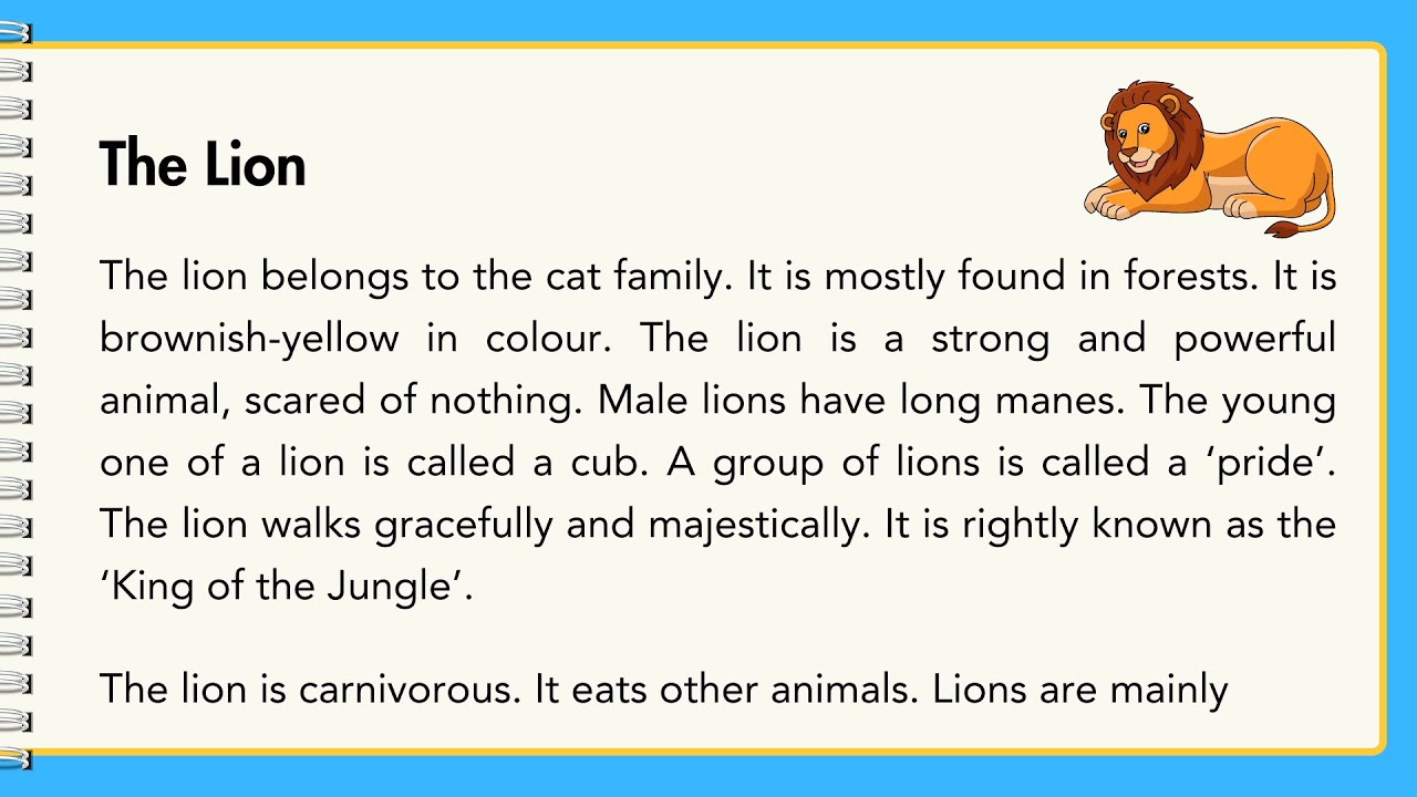 The Lion | Write an essay on The Lion | English Essay Writing | Class 5 ...