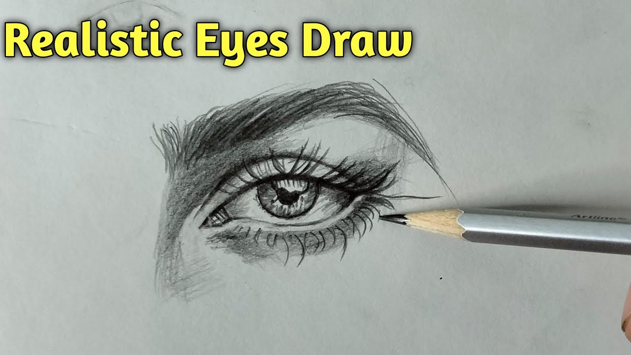 How to Draw Hyper Realistic Eye Drawing l Eyes Outline Tutorial Drawing ...