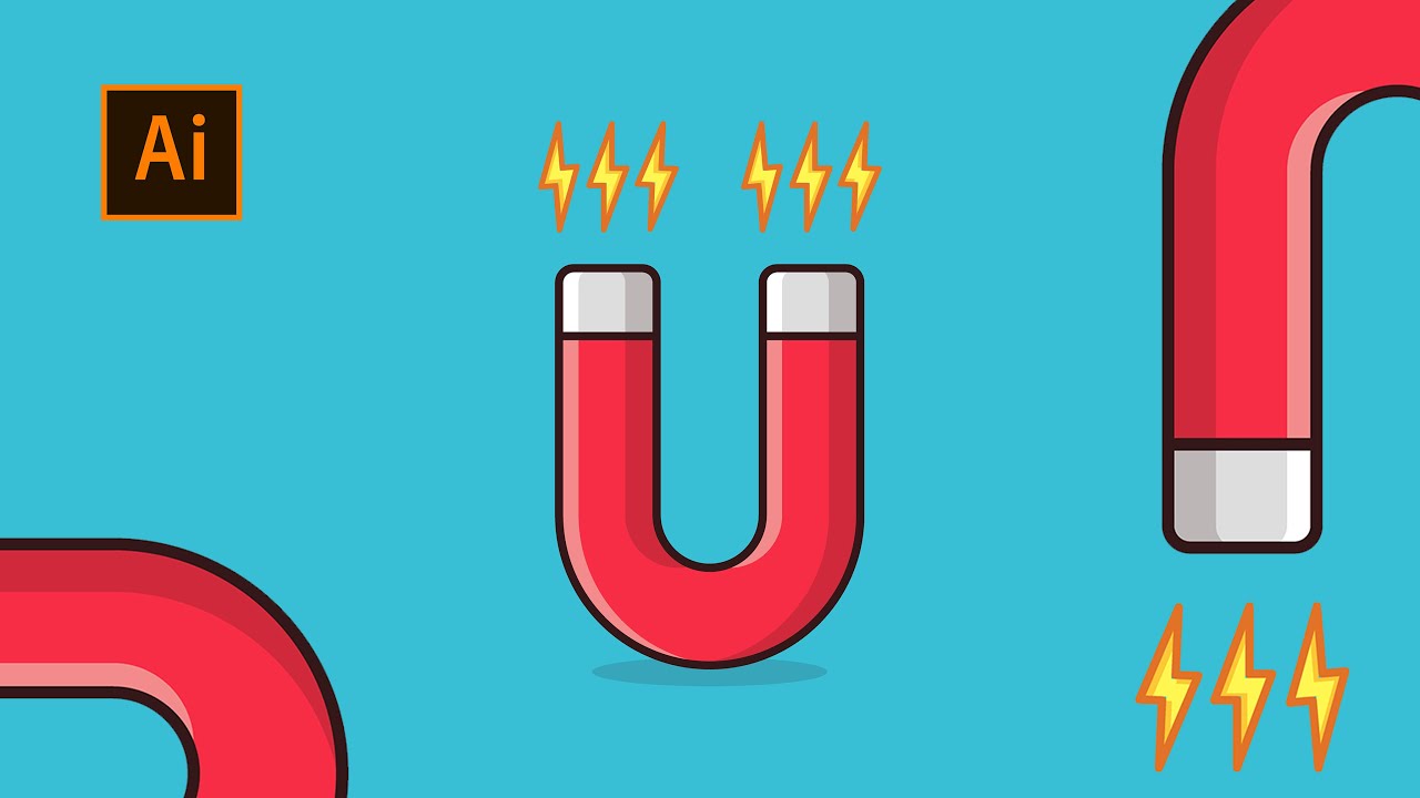 Horseshoe Magnet Vector Icon Illustration - Adobe Illustrator Tutorial ...