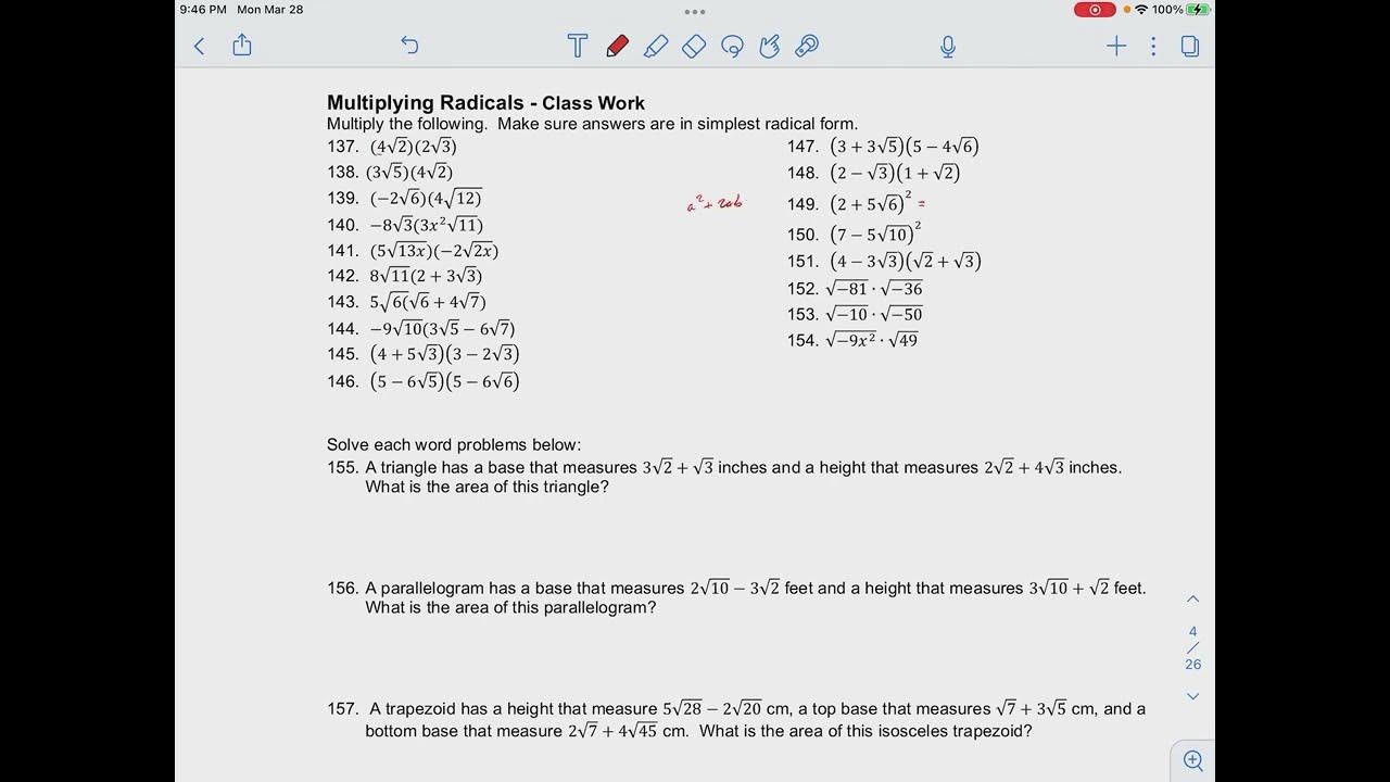 algii radical functions cw hw 149 - YouTube