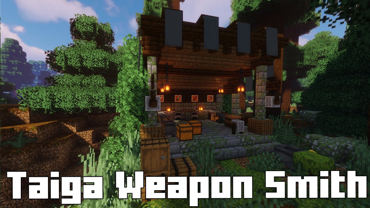Minecraft Taiga Weapon Smith Tutorial | Rustic Forge Build - YouTube