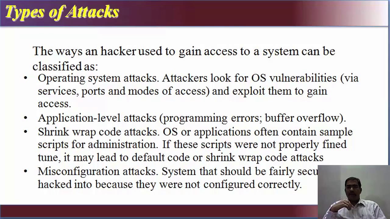 Lecture 46 What does a Malicious Hacker Do, Types of Attacks & Security ...
