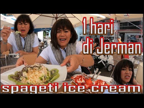 1 hari di Jerman, makan ice spagety & ice waffel strouwberry di ...