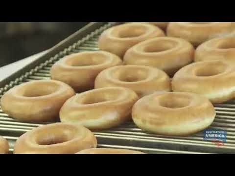 Krispy Kreme Doughnuts PLC 270 donut production line - YouTube