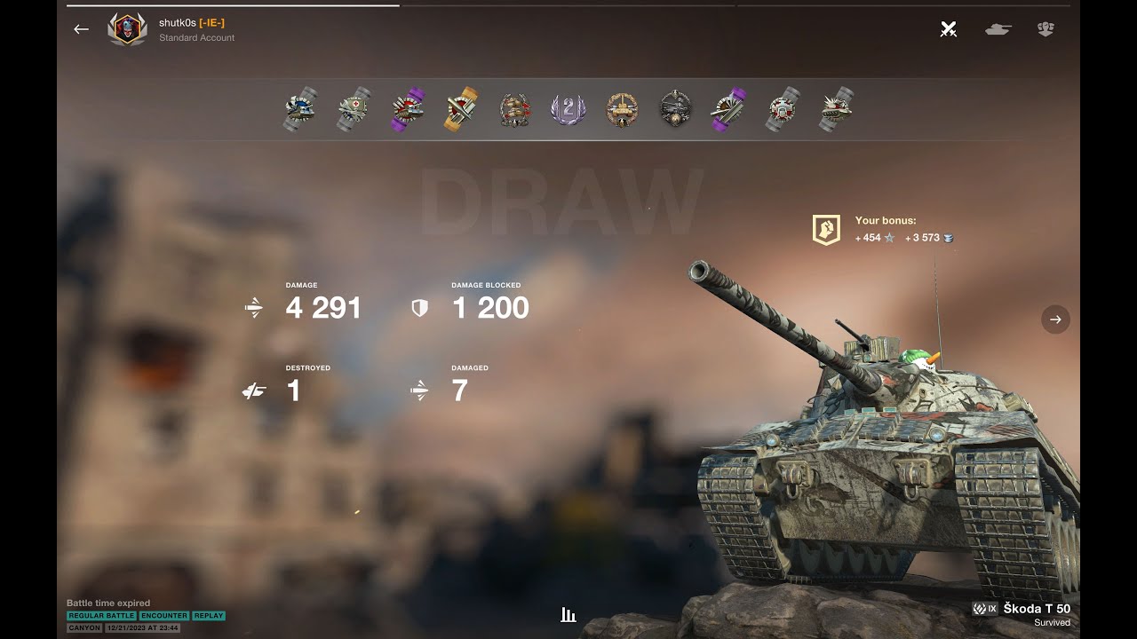 World of Tanks Blitz. Skoda T50. 4291 damage. Class 2. High caliber ...