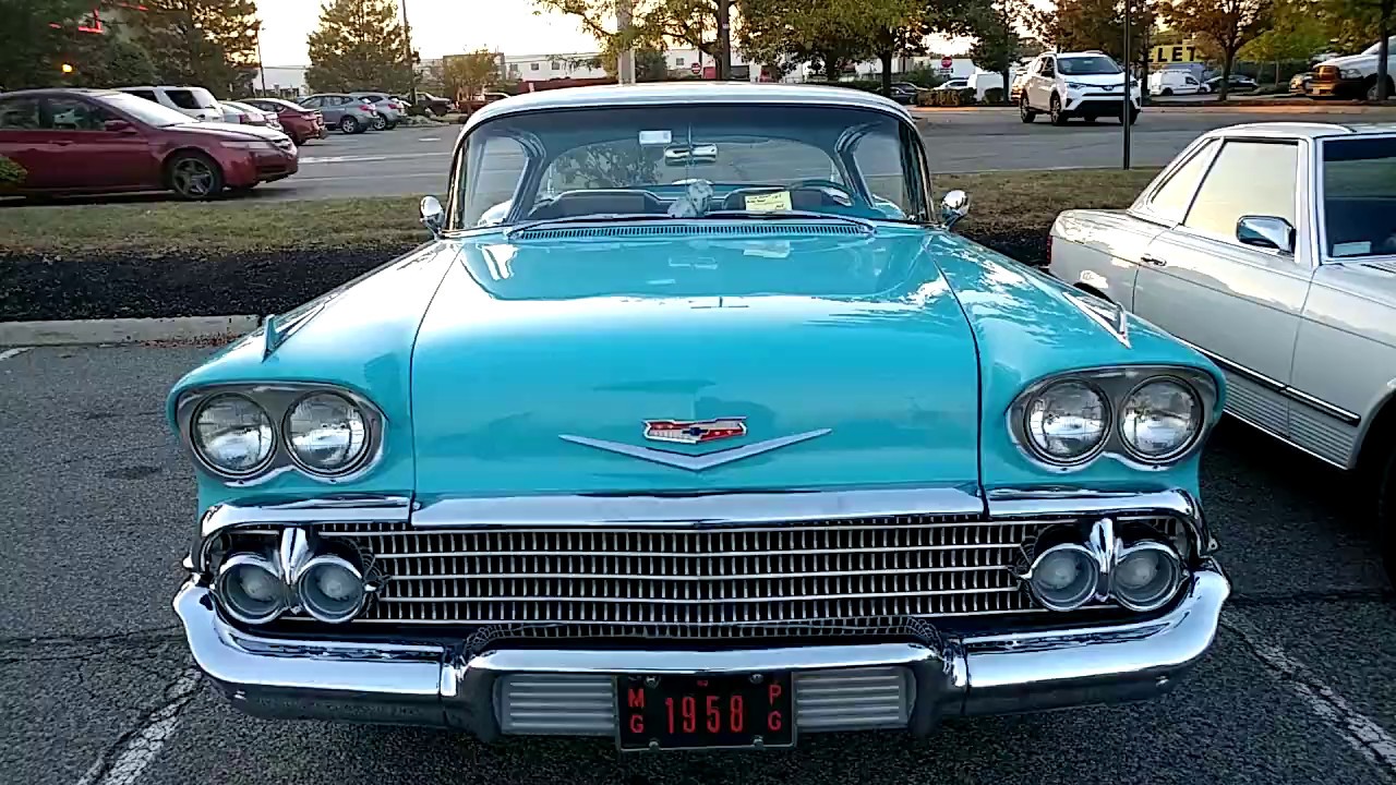 1958 TROPICAL TURQUOISE CHEVROLET IMPALA BONE WHITE ROOF - YouTube